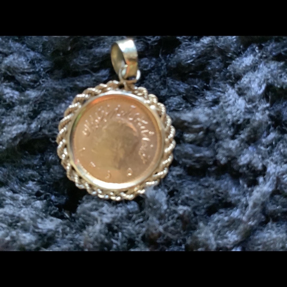 Iran Gold Pahlavi Coin Pendant - Gem